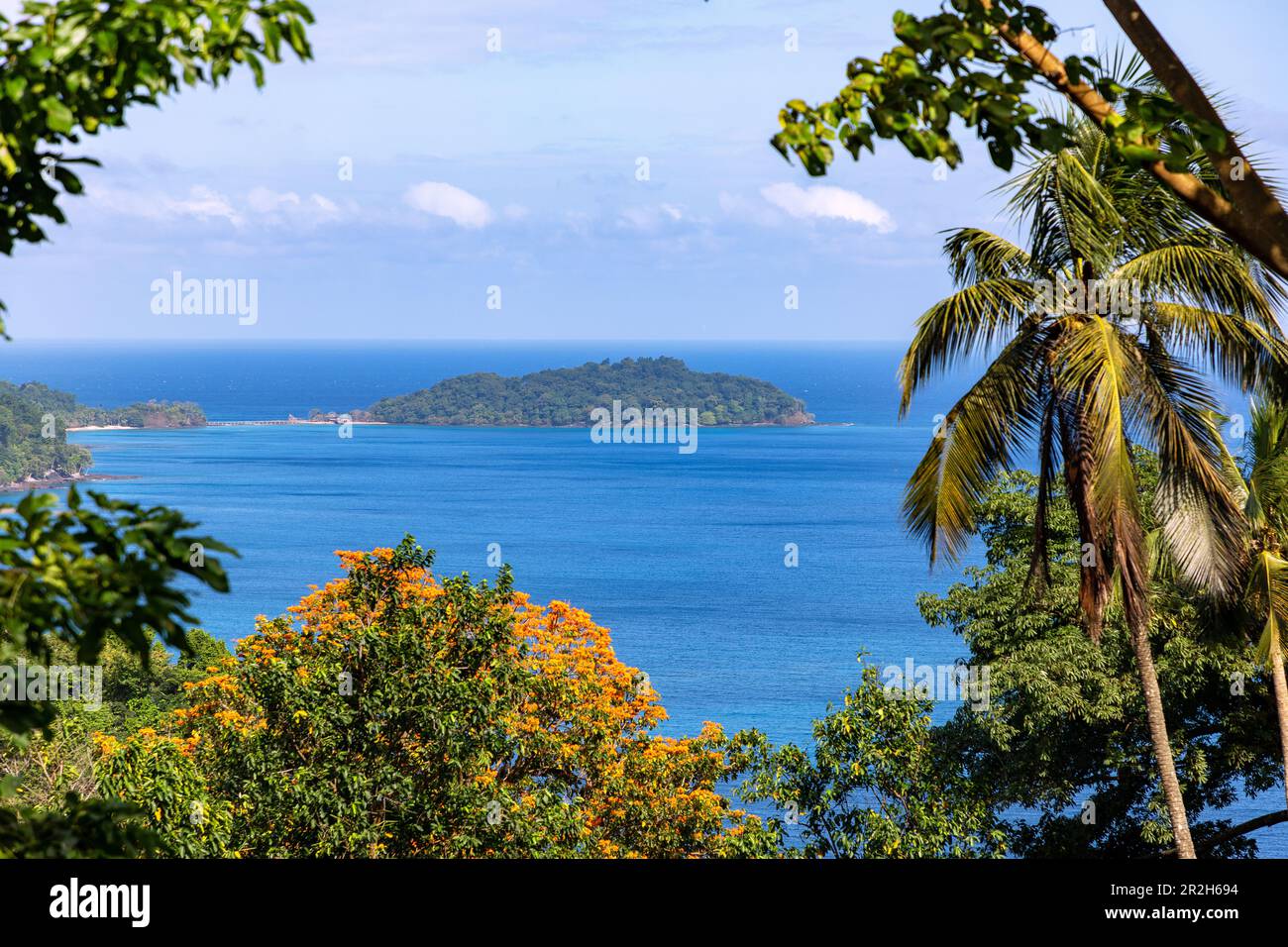 View from Roça Belo Monte on Bom Bom Island on Principé Island in West ...