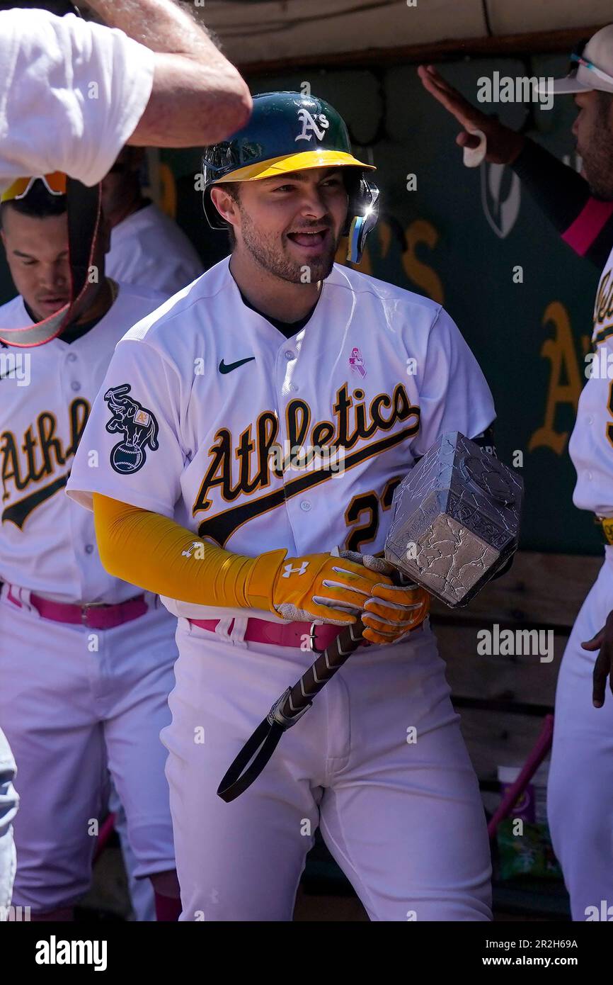 Oakland Athletics' Shea Langeliers after hitting a home run during a ...