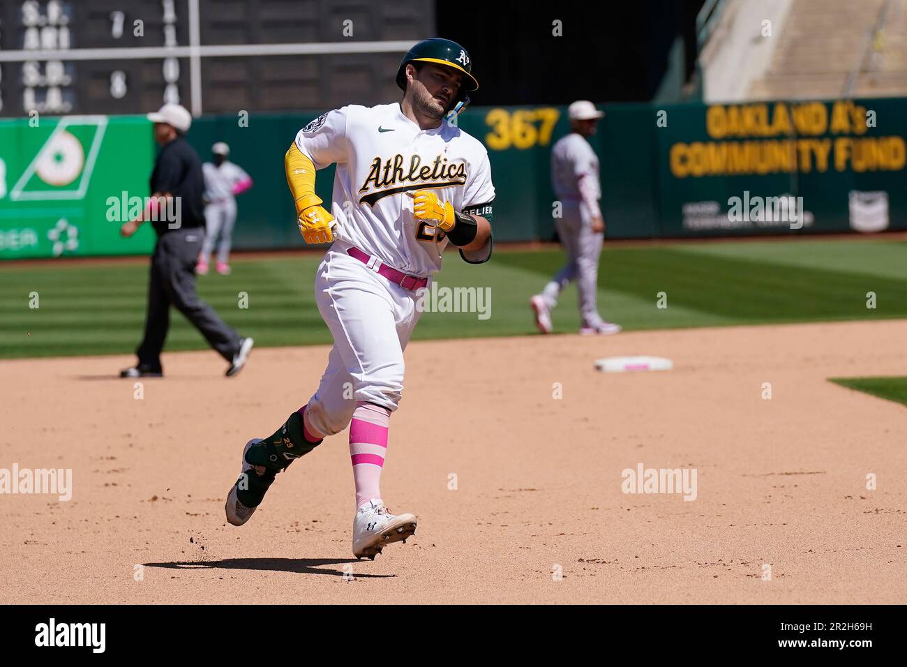 Oakland Athletics' Shea Langeliers after hitting a home run during a ...