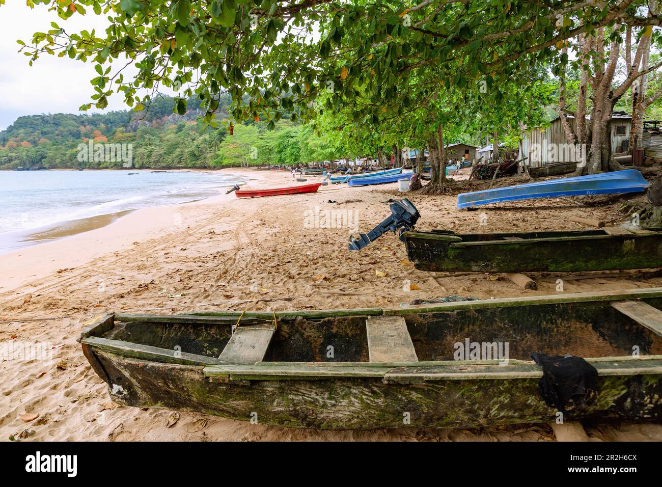 Fishing village of Praia das Burras on the island of Príncipe in West ...