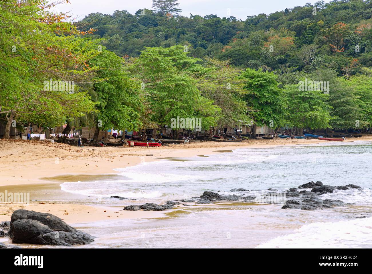 Fishing village of Praia das Burras on the island of Príncipe in West ...
