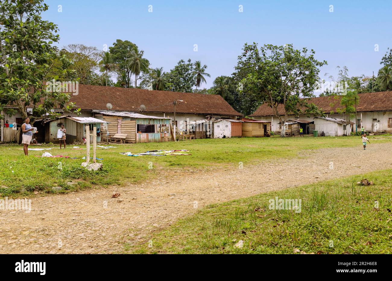 Village of Roça Porto Real on the island of Príncipe in West Africa ...