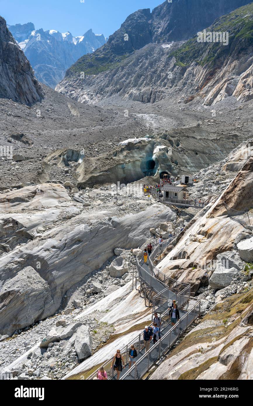 Footpath to the Ice Cave in the Mer de Glace, Chamonix Mont Blanc Stock ...