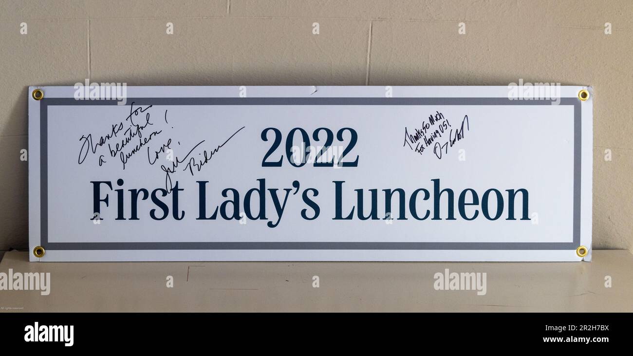 Washington, DC; 09/24/2022; First Ladies Luncheon sign autographed by ...