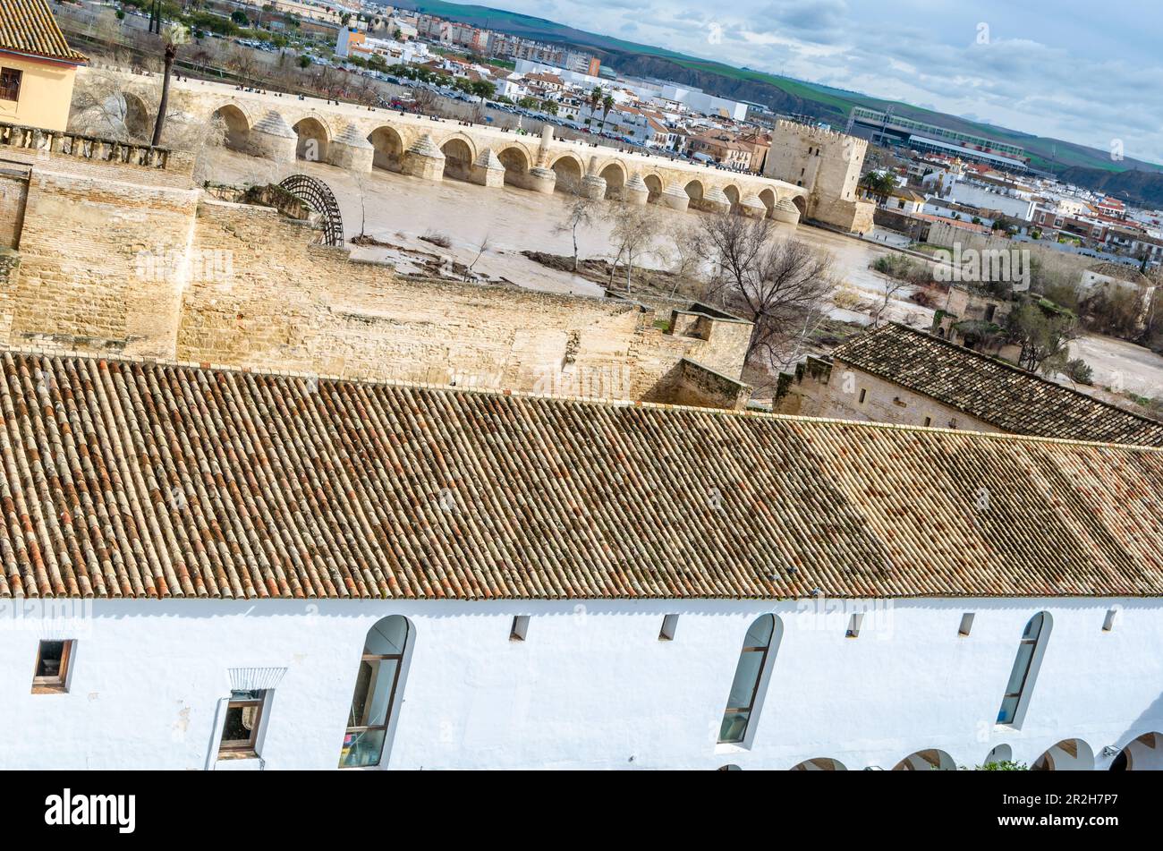 Aerial view of the city of Cordoba, Spain, from the Alcazar de los ...