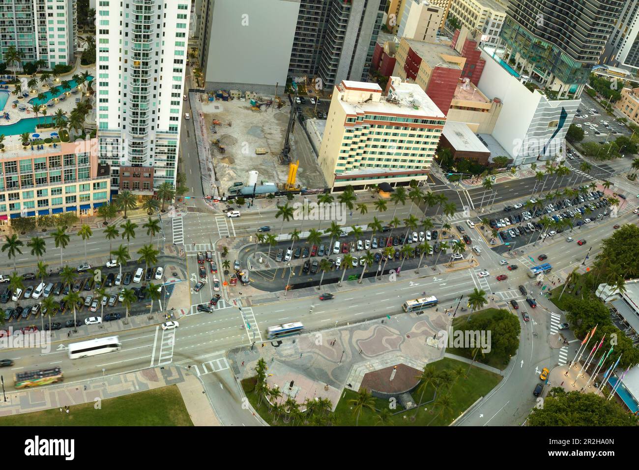 Urban landscape of downtown district of Miami Brickell in Florida, USA ...