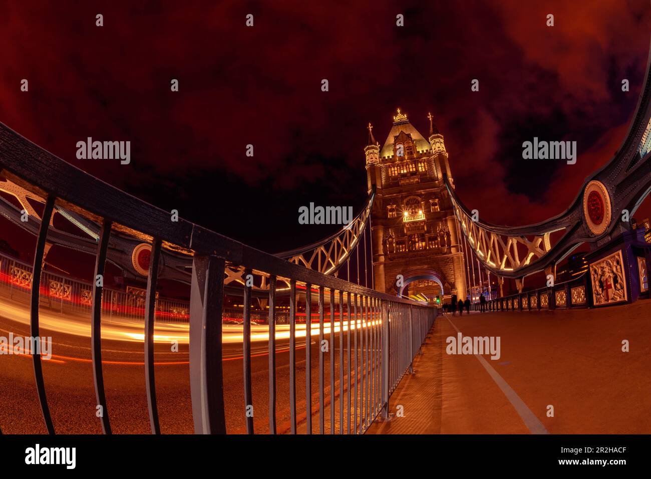 On top of Tower Bridge in London at night, UK, Great Britain Stock ...