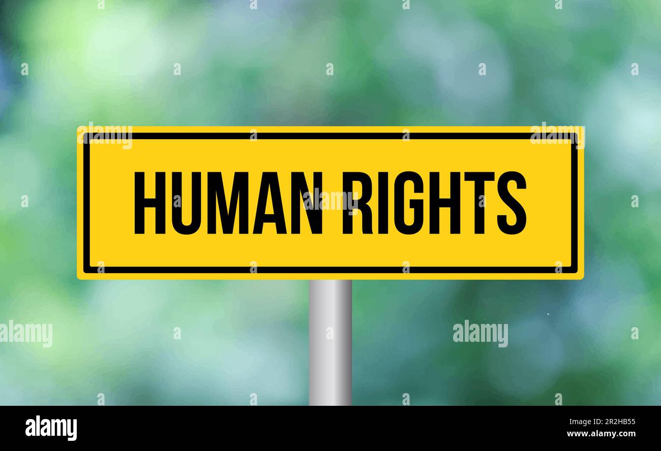 Human rights road sign on blur background Stock Photo - Alamy