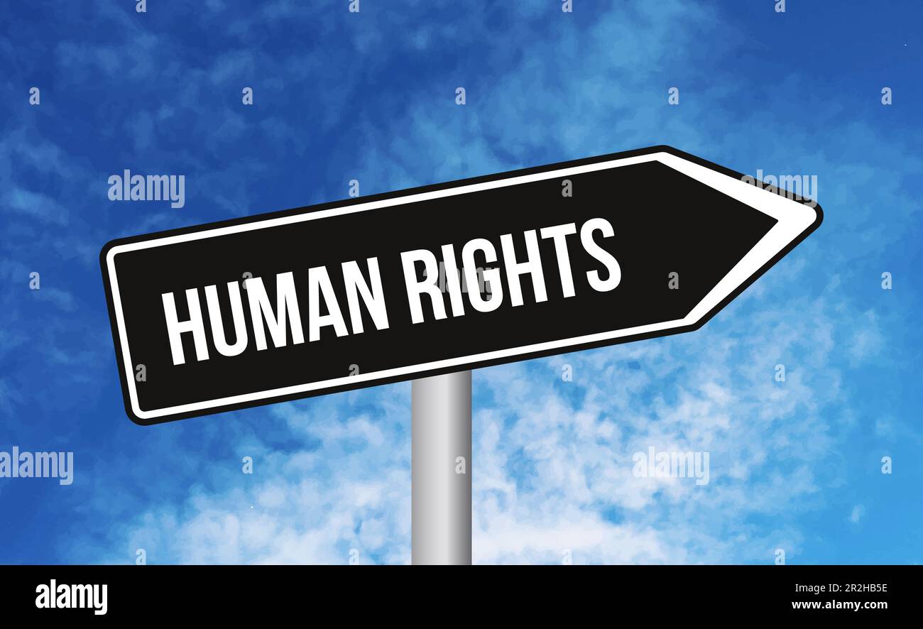 Human rights road sign on blue sky background Stock Photo - Alamy