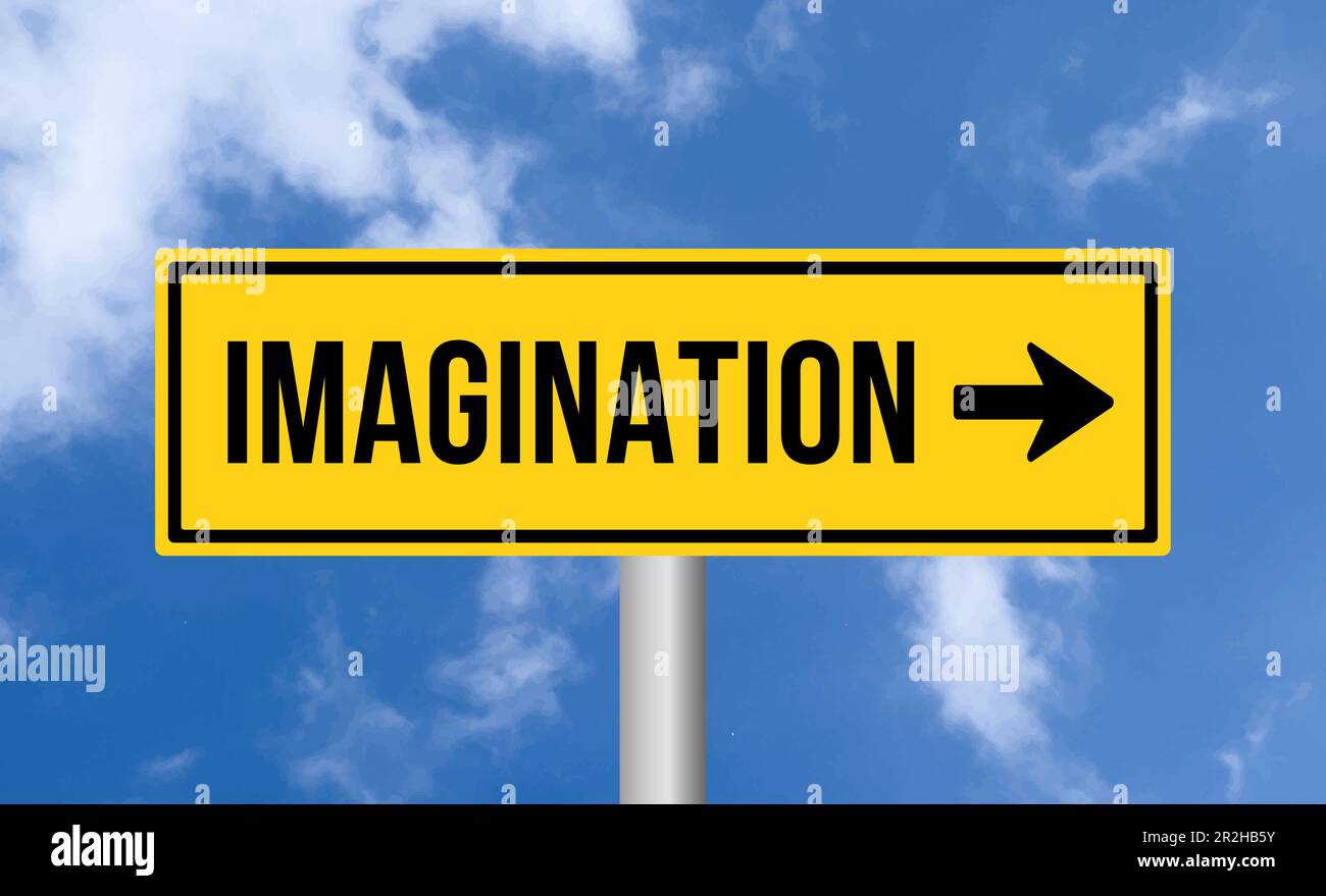Imagination road sign on cloudy sky background Stock Photo - Alamy