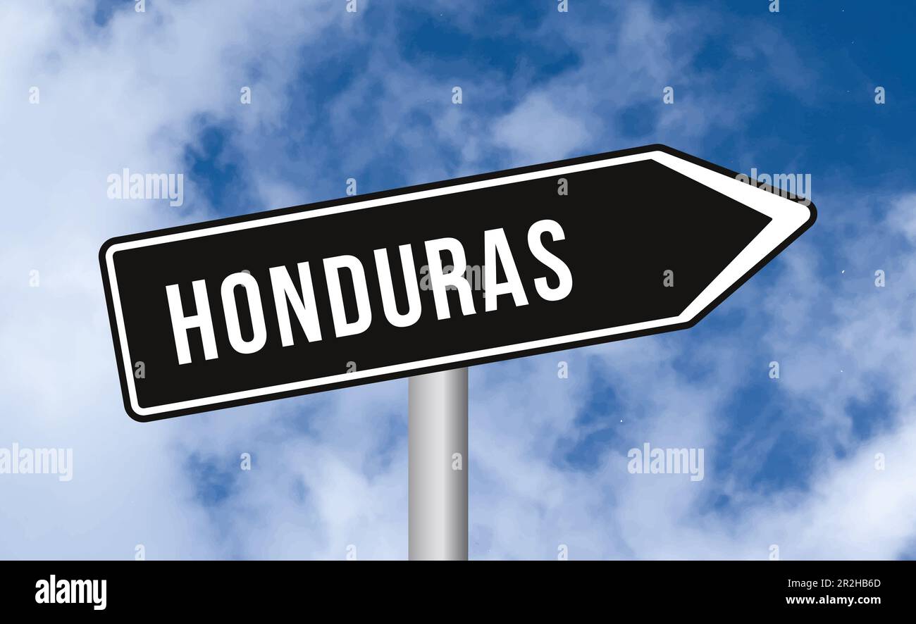 Honduras road sign on cloudy sky background Stock Photo - Alamy