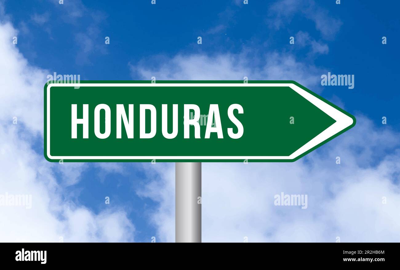 Honduras road sign on cloudy sky background Stock Photo - Alamy