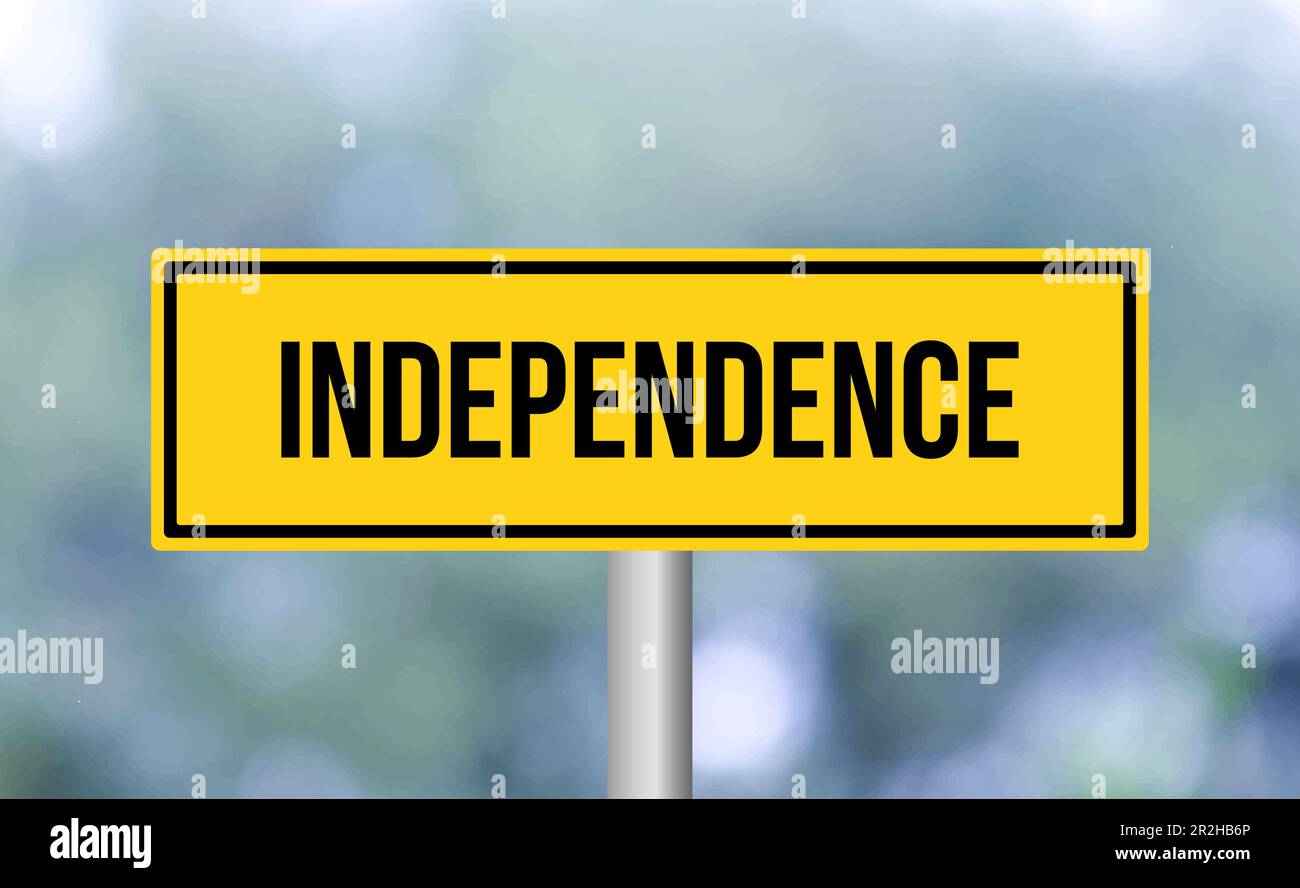 Independence road sign on blur background Stock Photo - Alamy