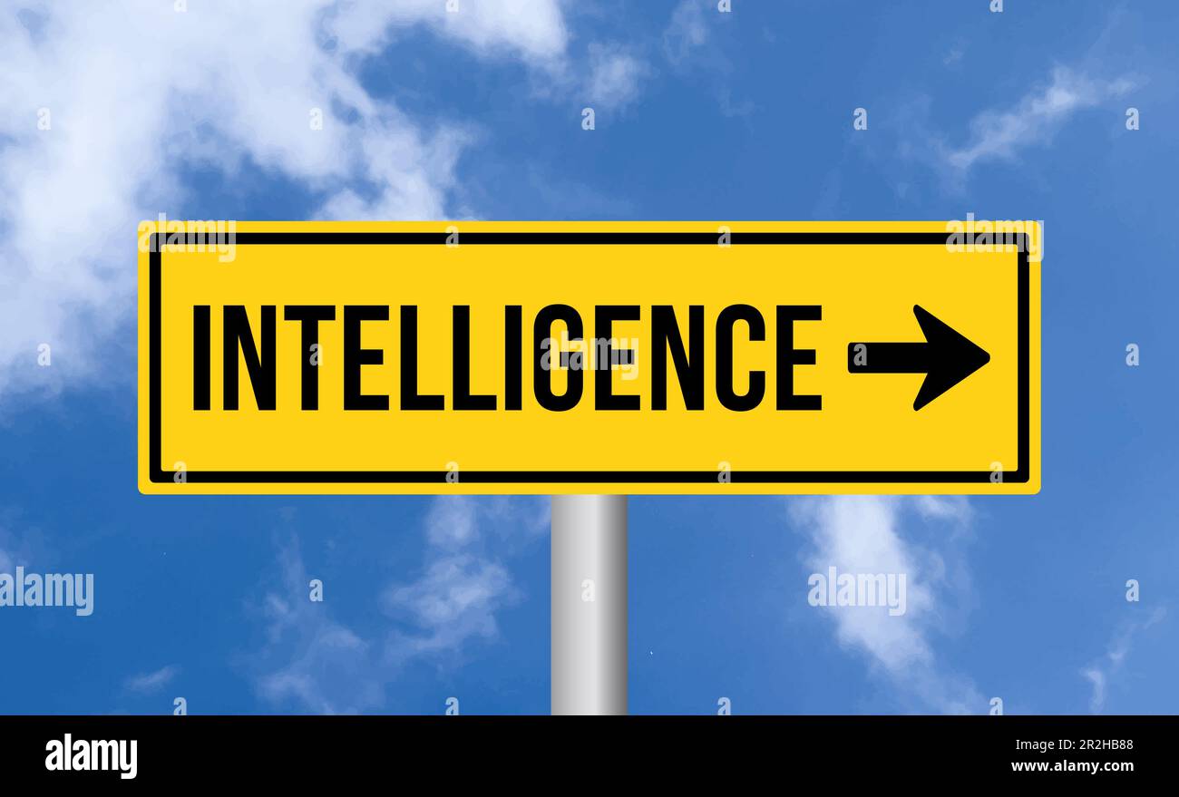 Intelligence road sign on sky background Stock Photo - Alamy