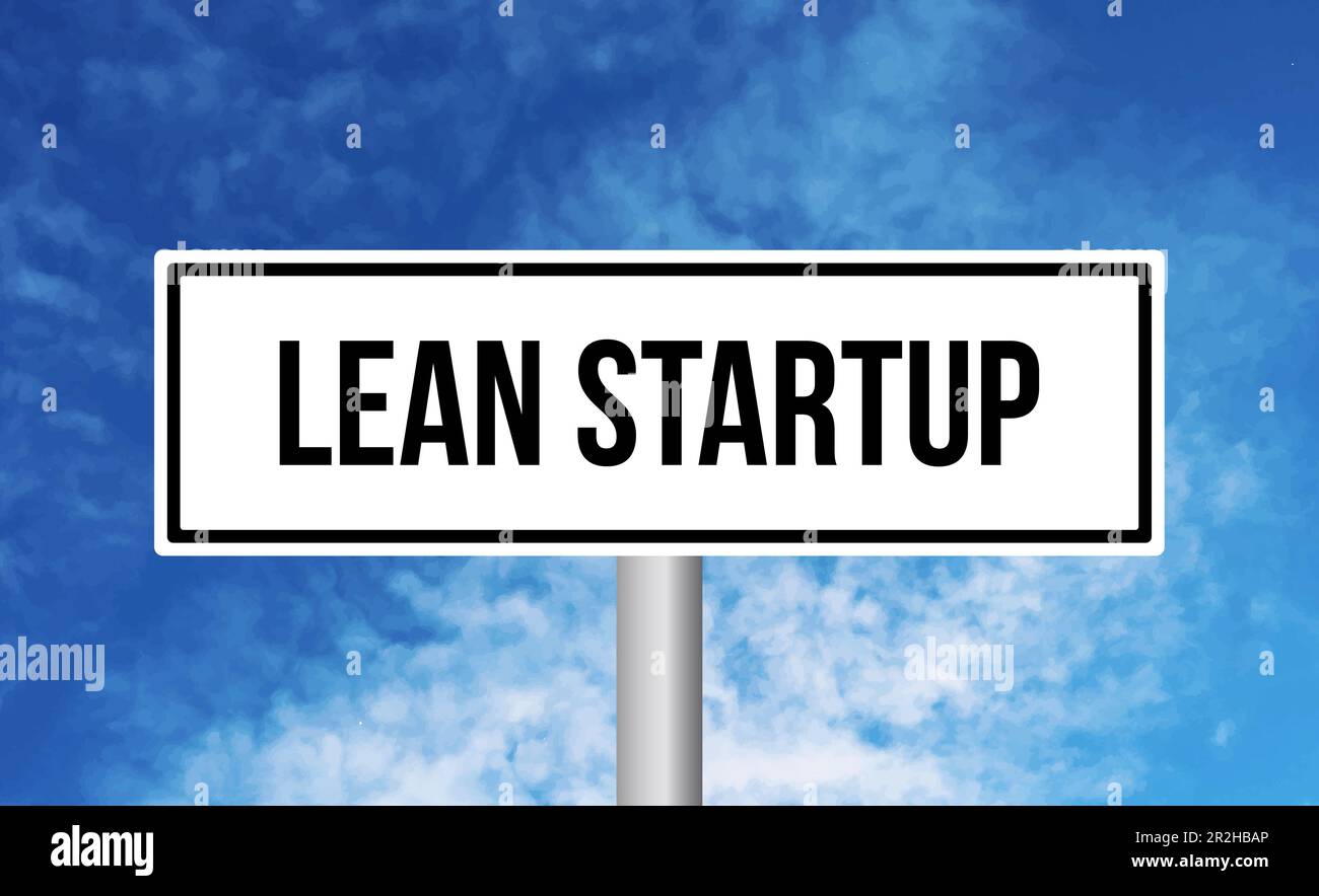 Lean startup road sign on blue sky background Stock Photo - Alamy