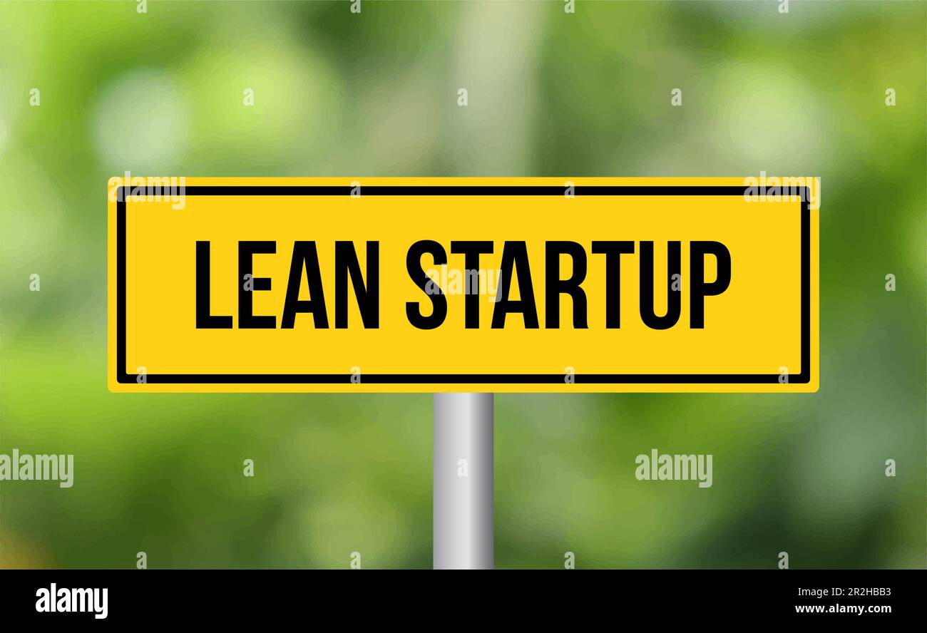 Lean startup road sign on blur background Stock Photo - Alamy