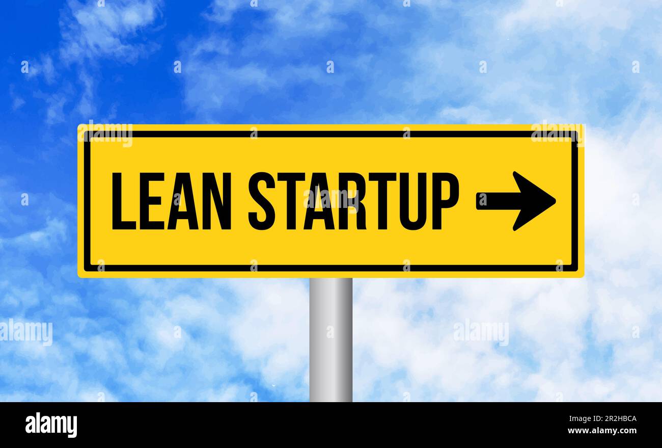 Lean startup road sign on blue sky background Stock Photo - Alamy