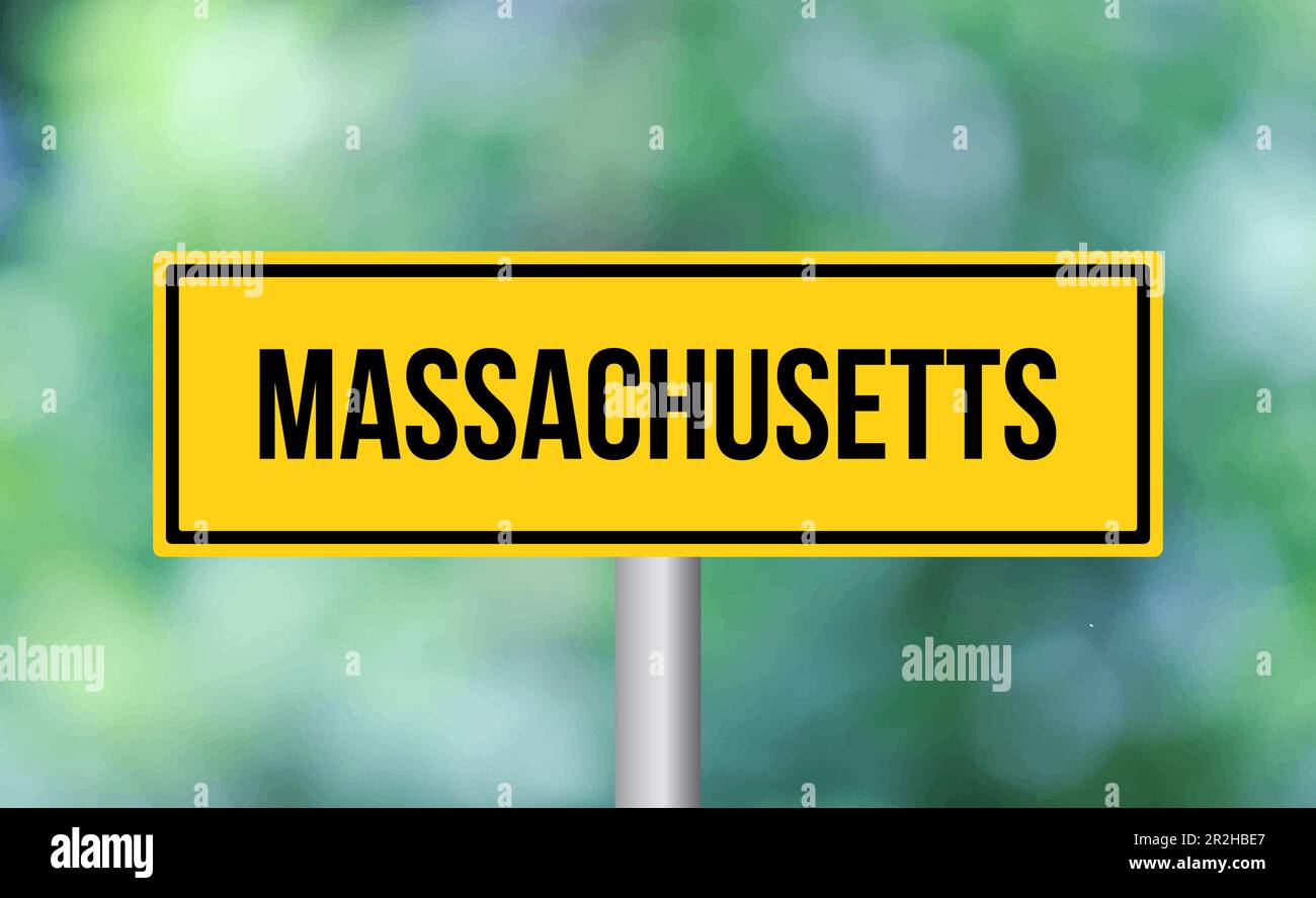 Massachusetts road sign on blur background Stock Photo - Alamy