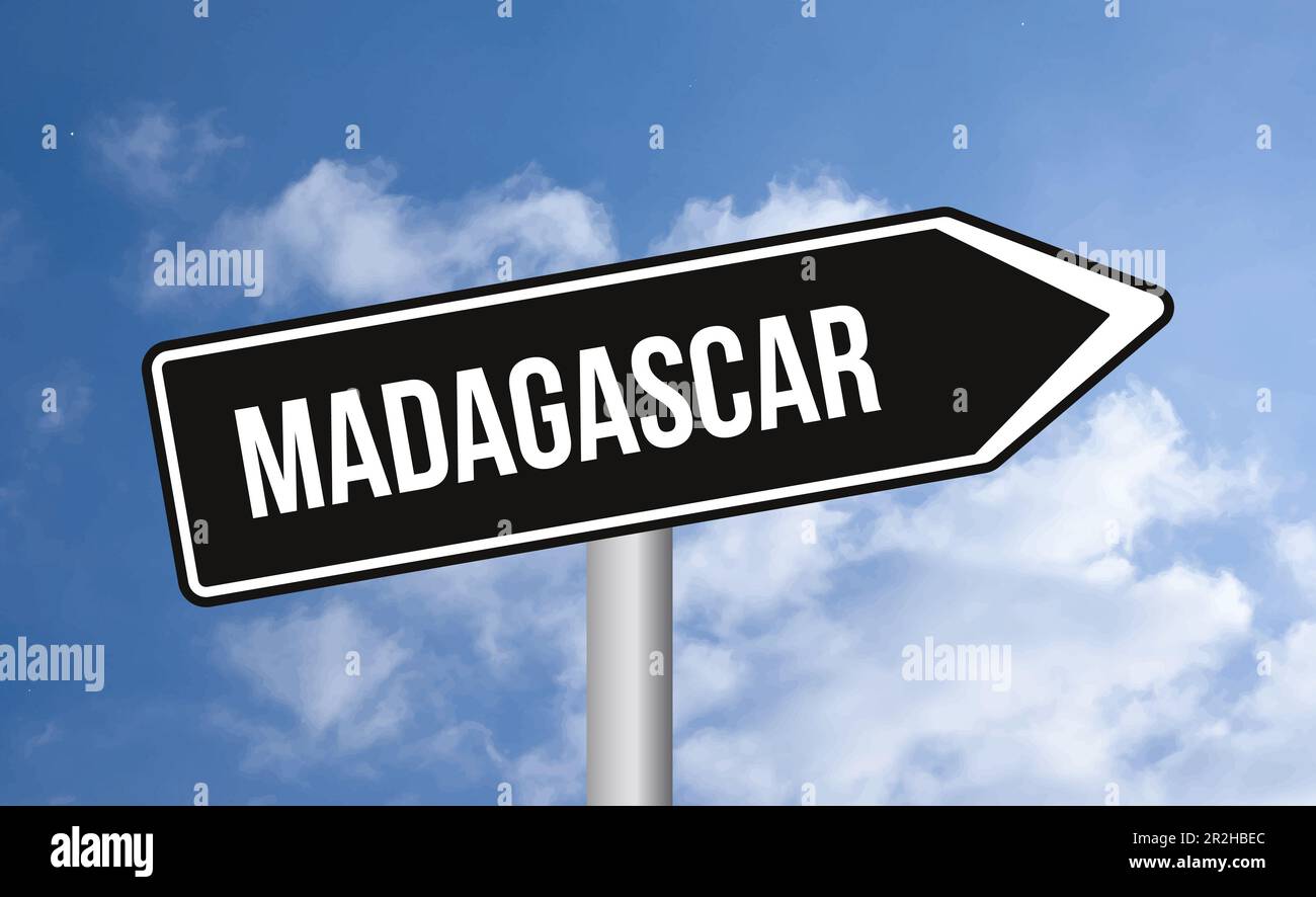 Madagascar road sign on sky background Stock Photo - Alamy