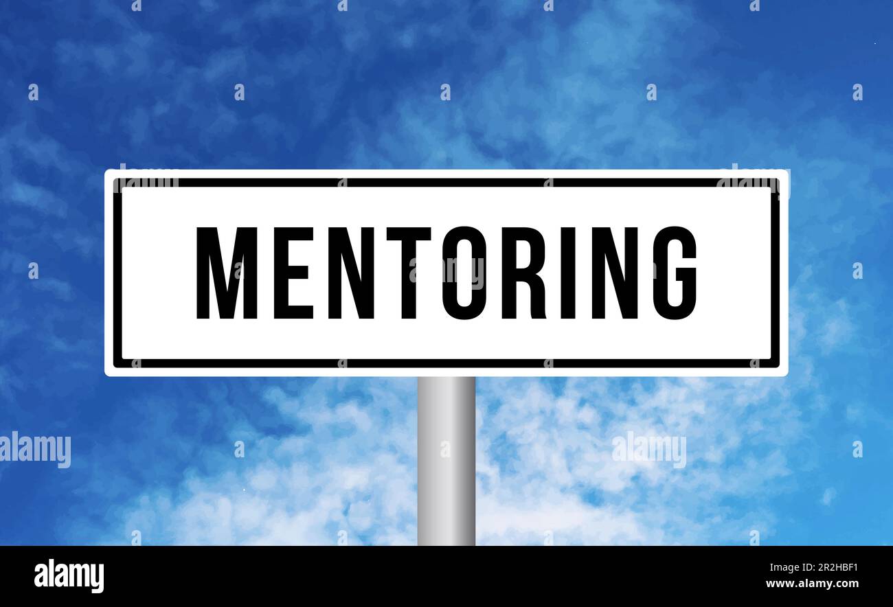 Mentoring road sign on sky background Stock Photo - Alamy