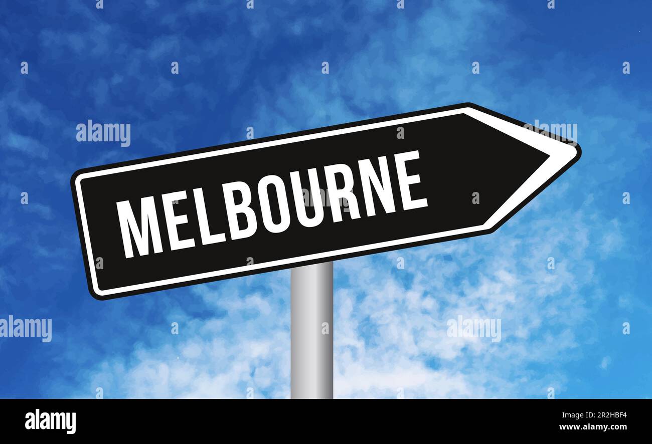 Melbourne road sign on blue sky background Stock Photo - Alamy