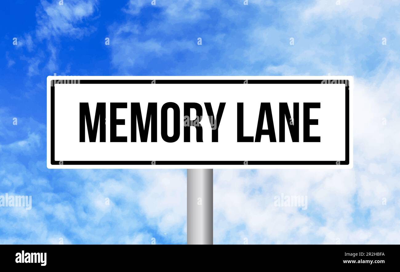 Memory lane road sign on cloudy sky background Stock Photo - Alamy
