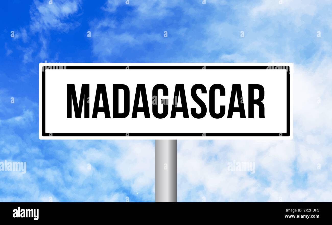 Madagascar road sign on sky background Stock Photo - Alamy