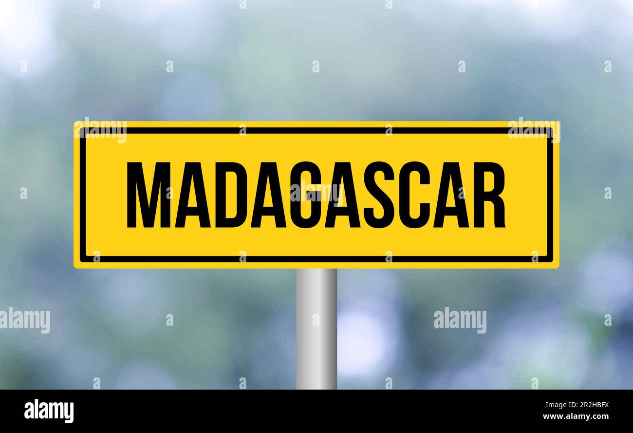 Madagascar road sign on blur background Stock Photo - Alamy
