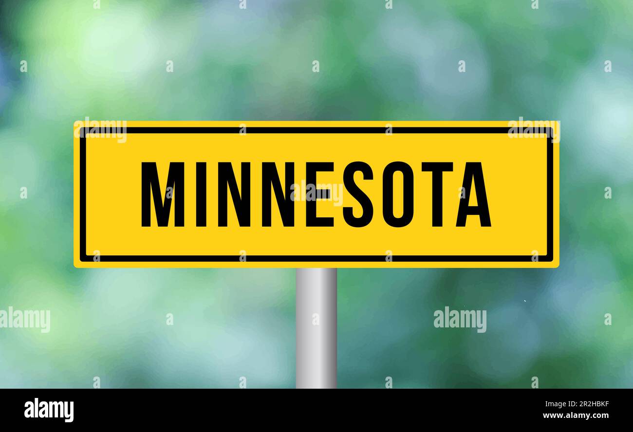 Minnesota road sign on blur background Stock Photo - Alamy