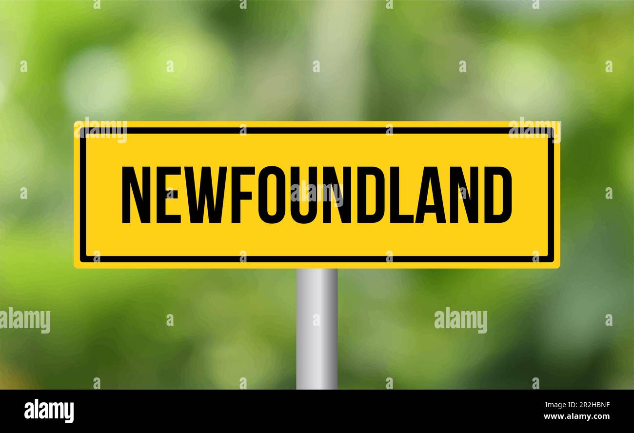 Newfoundland road sign on blur background Stock Photo - Alamy