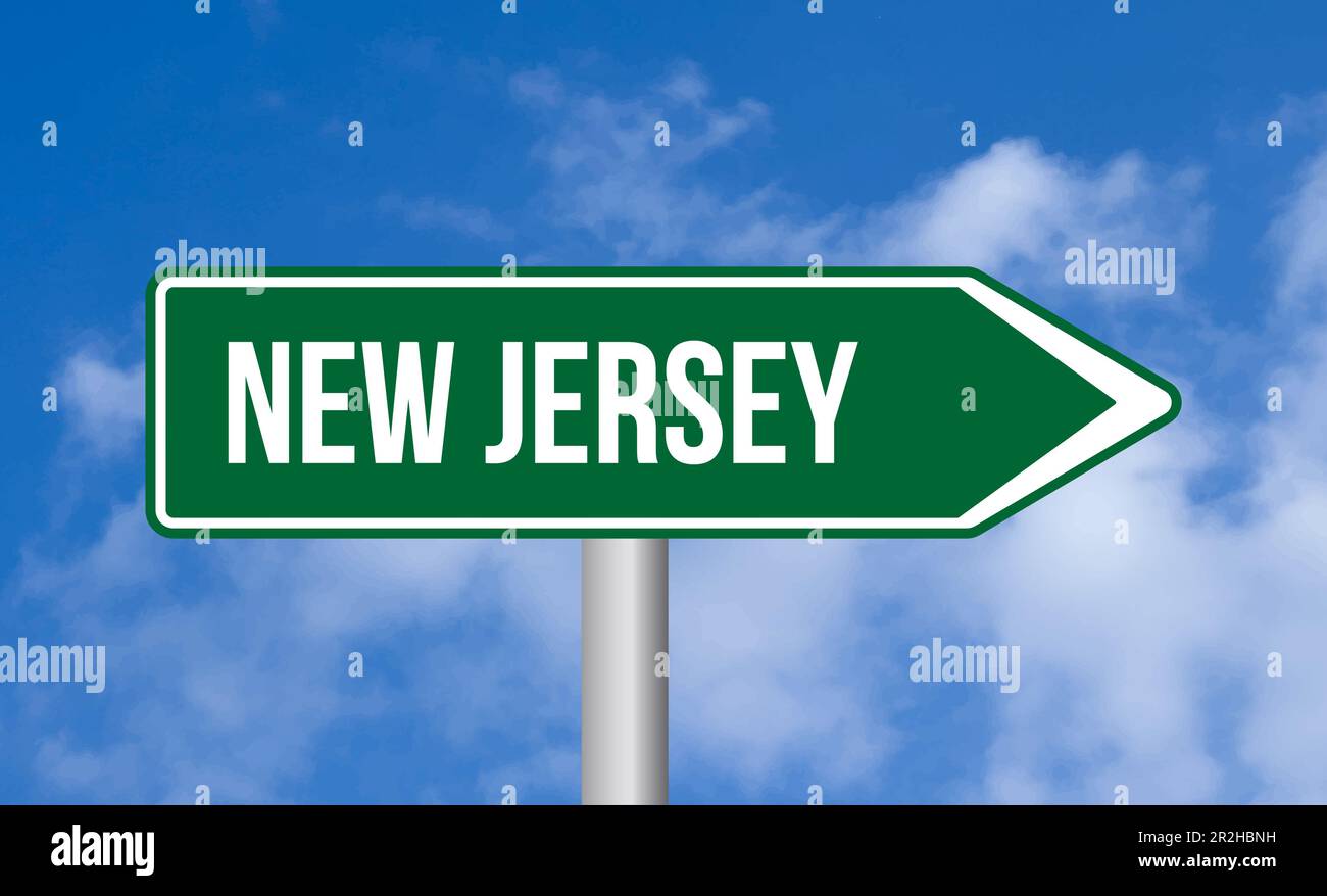 New jersey road sign on blue sky background Stock Photo - Alamy