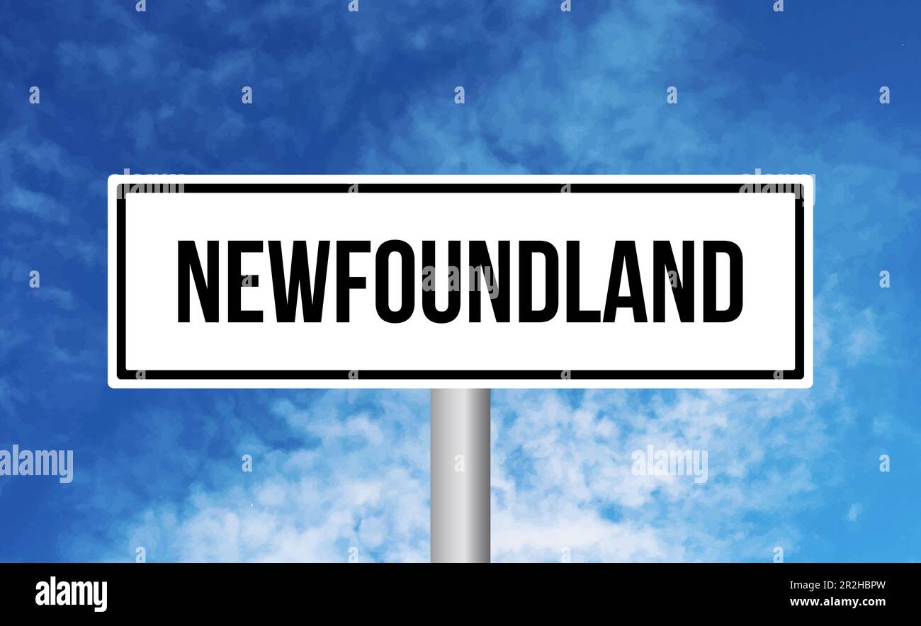 Newfoundland road sign on blue sky background Stock Photo - Alamy