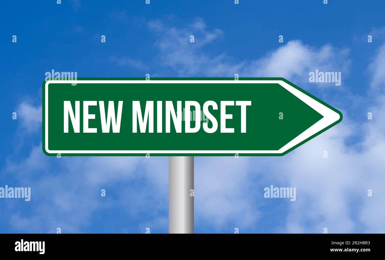 New mindset road sign on sky background Stock Photo - Alamy