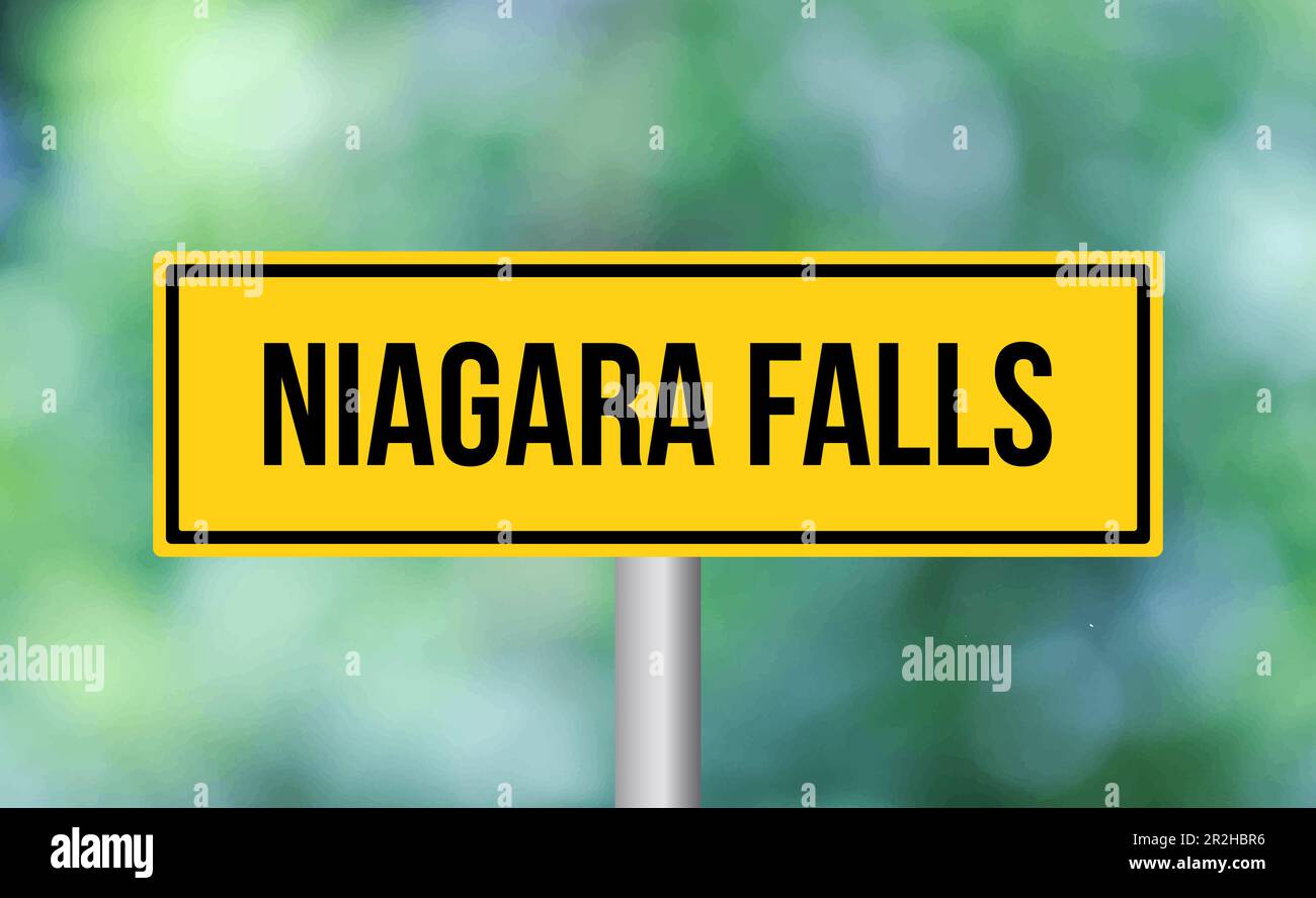 Niagara falls road sign on blur background Stock Photo - Alamy