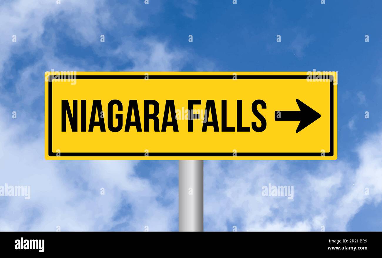 Niagara falls road sign on sky background Stock Photo - Alamy