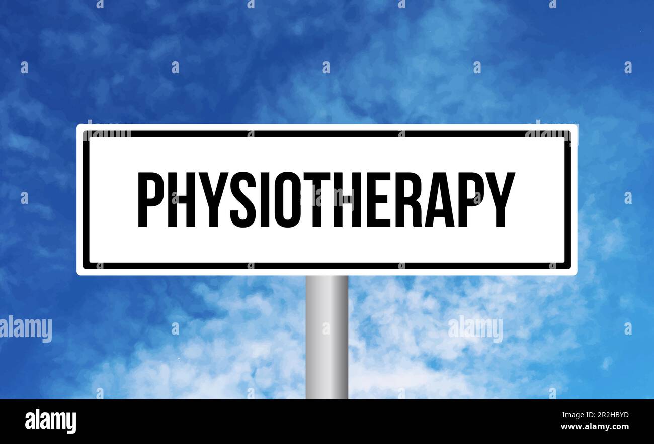 Physiotherapy road sign on sky background Stock Photo - Alamy