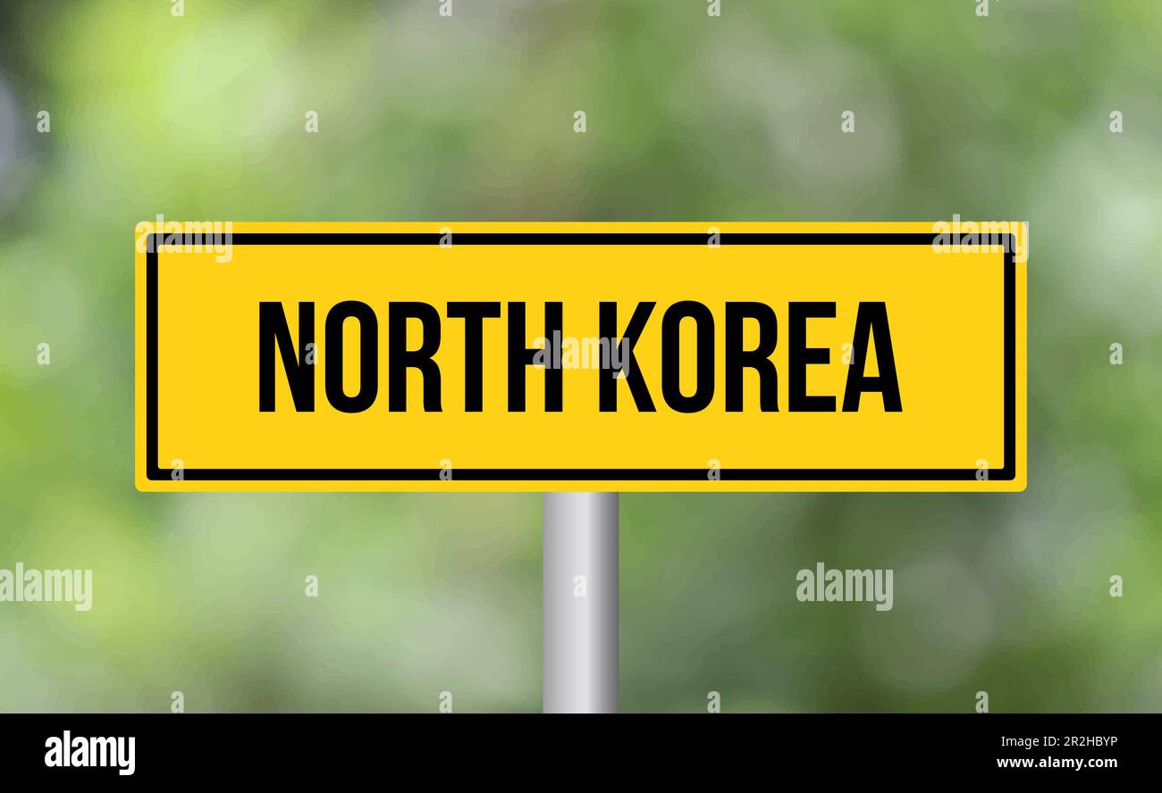 North korea road sign on blur background Stock Photo - Alamy