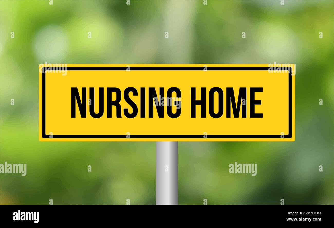 Nursing home road sign on blur background Stock Photo - Alamy