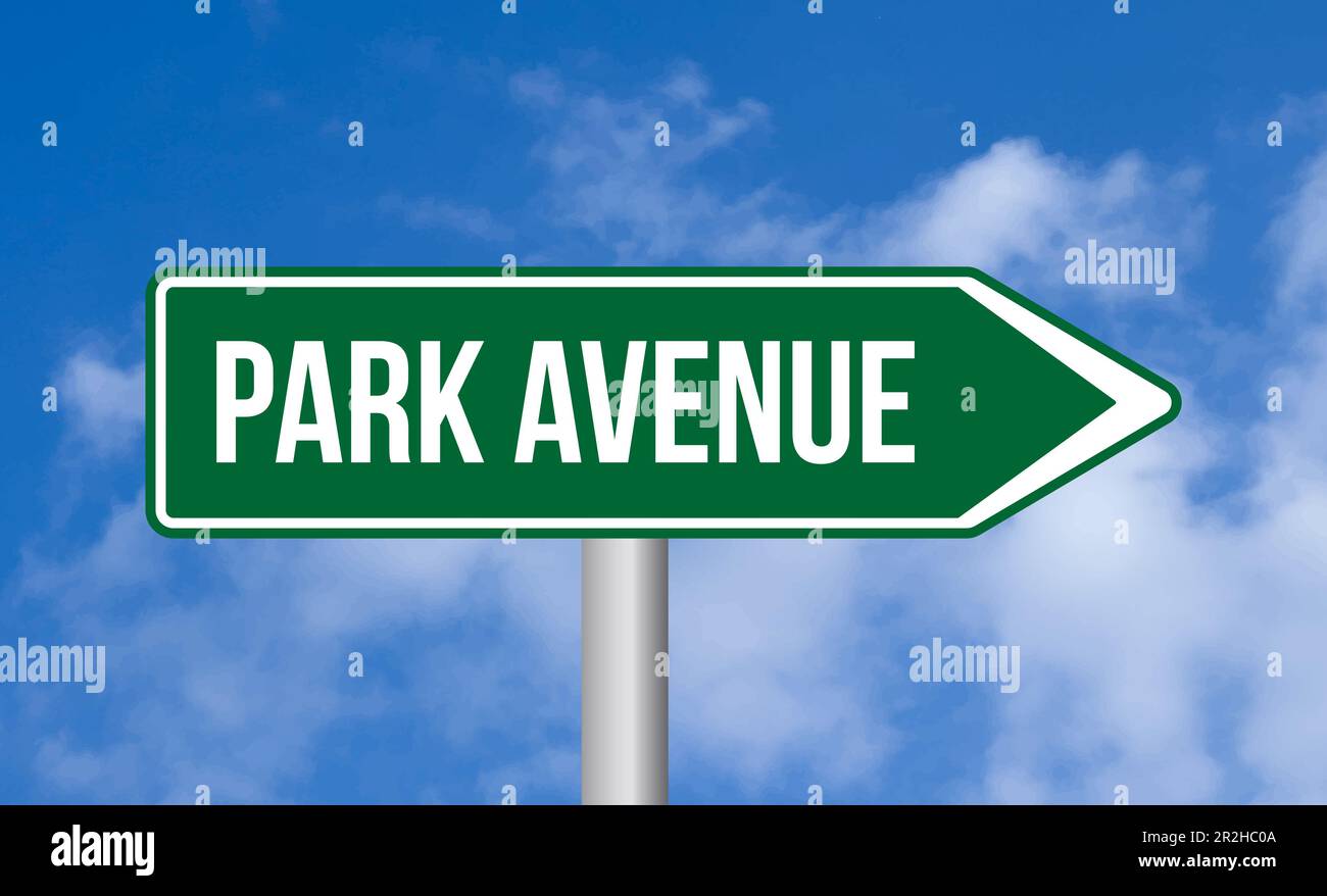 Park avenue road sign on sky background Stock Photo - Alamy