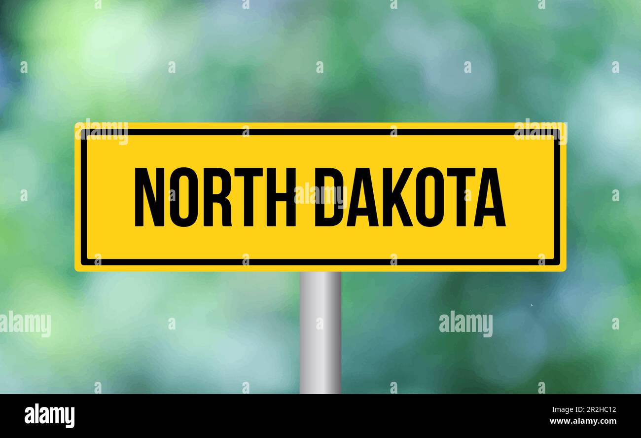 North dakota road sign on blur background Stock Photo - Alamy