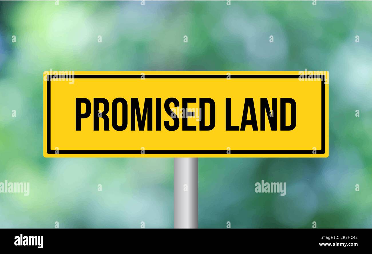 Promised land road sign on blur background Stock Photo - Alamy