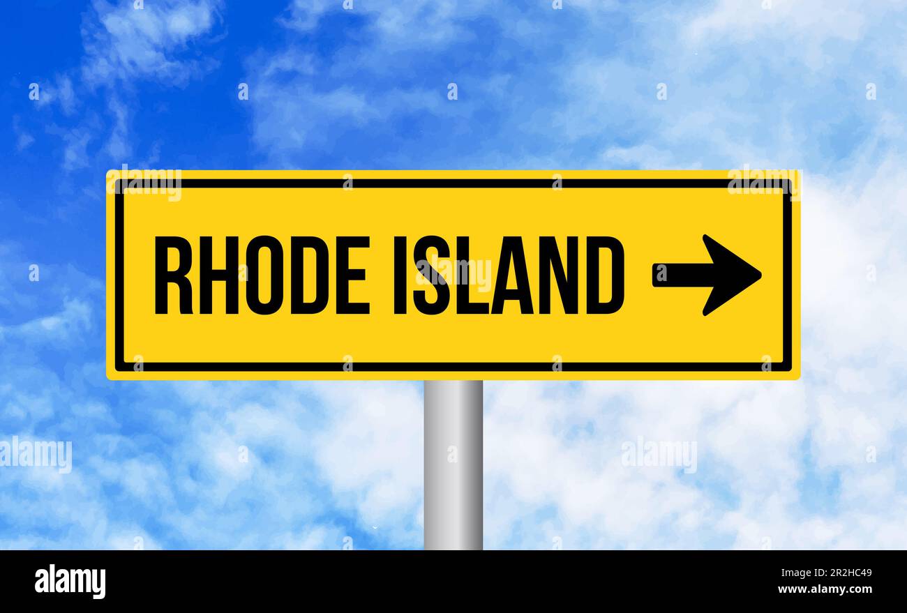 Rhode island road sign on blue sky background Stock Photo - Alamy