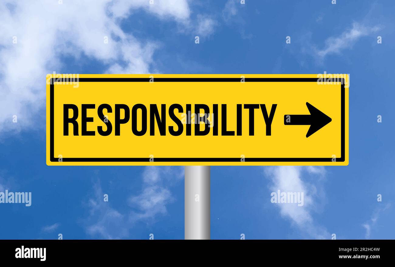 Responsibility road sign on sky background Stock Photo - Alamy