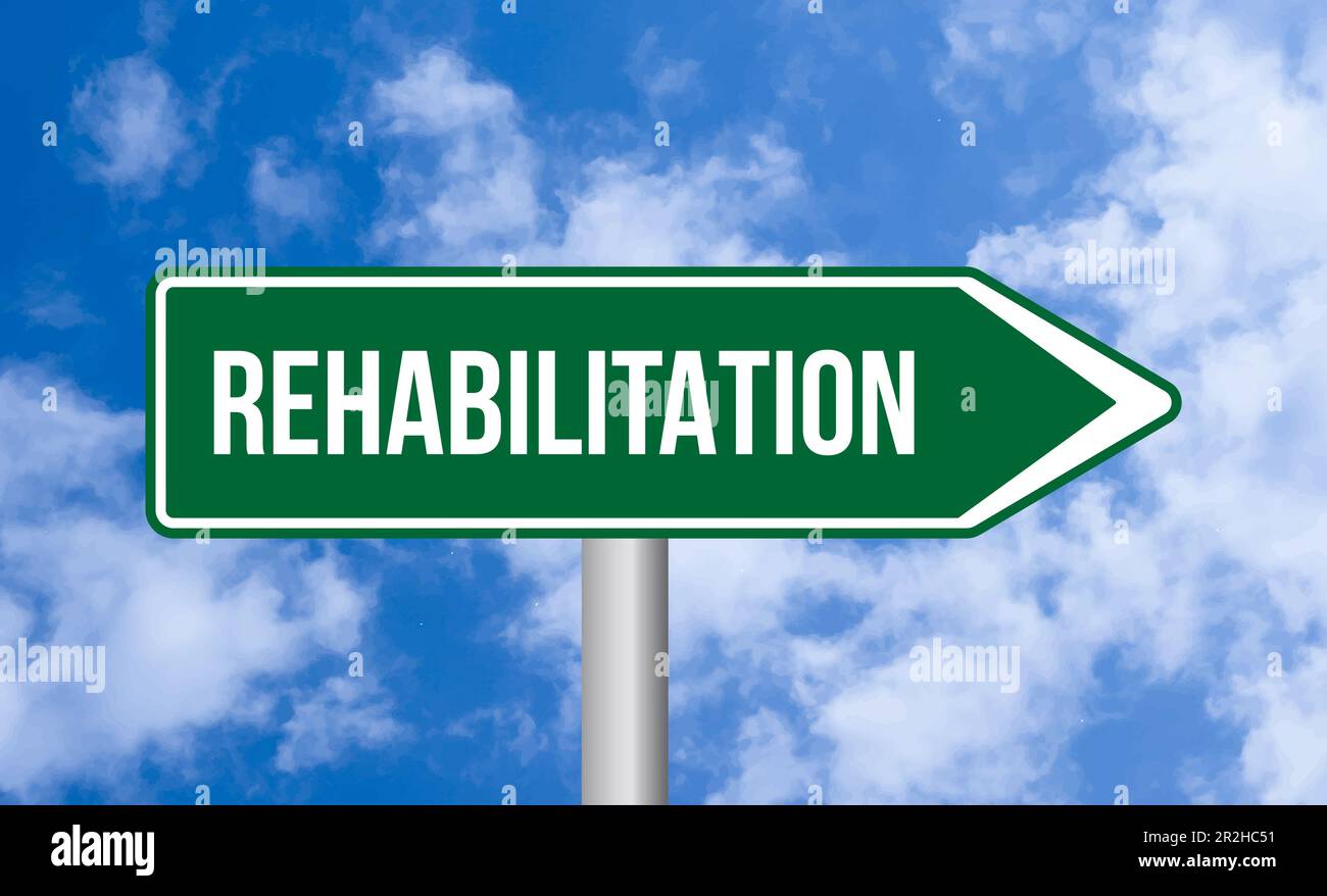 Rehabilitation road sign on blue sky background Stock Photo - Alamy