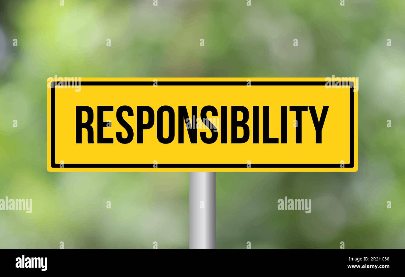 Responsibility road sign on blur background Stock Photo - Alamy