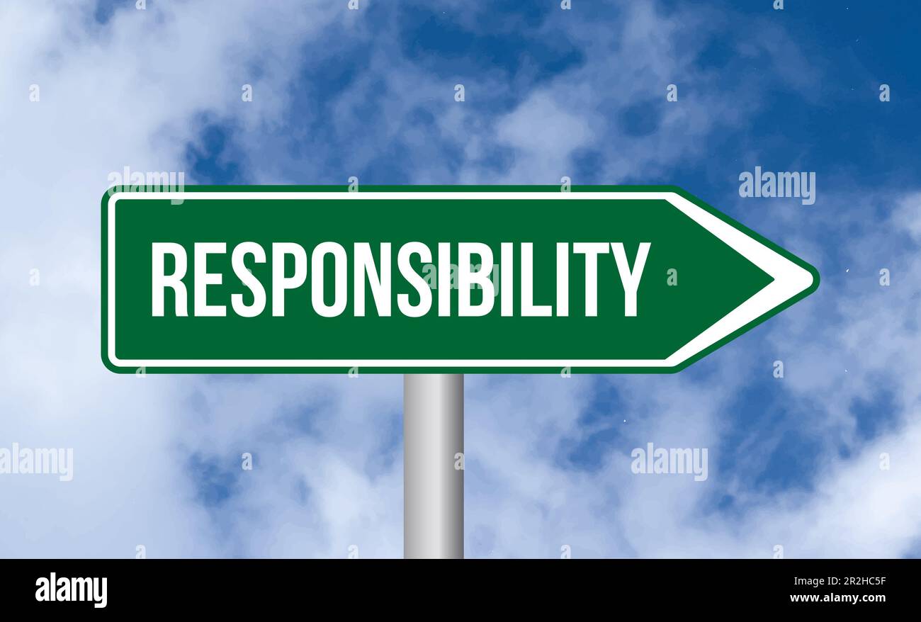 Responsibility road sign on sky background Stock Photo - Alamy
