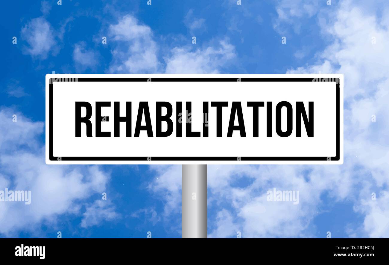 Rehabilitation road sign on blue sky background Stock Photo - Alamy