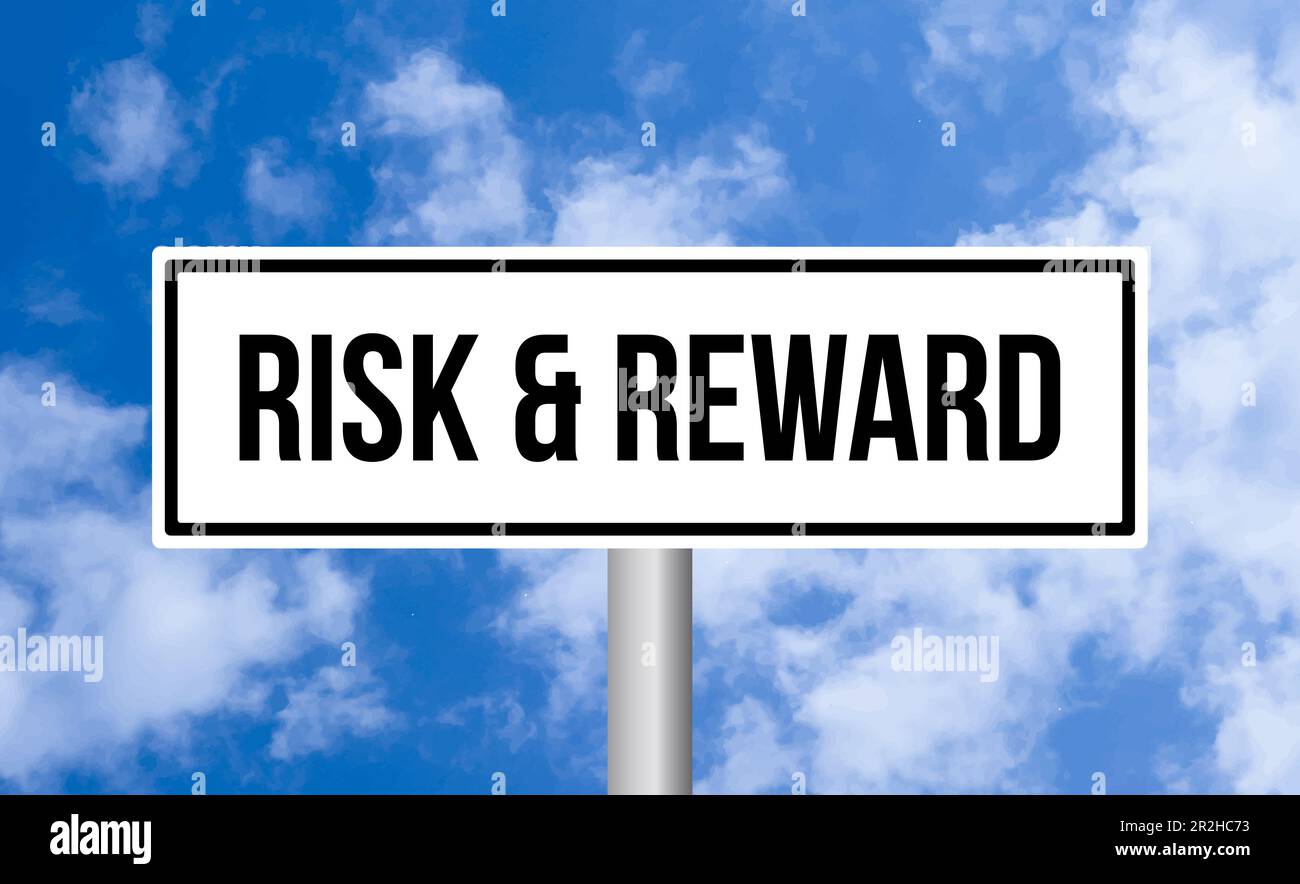 Risk & reward road sign on cloudy sky background Stock Photo - Alamy