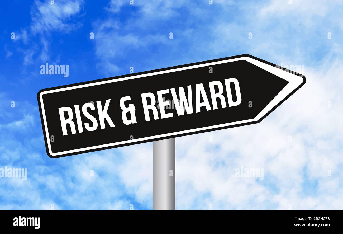 Risk & reward road sign on cloudy sky background Stock Photo - Alamy