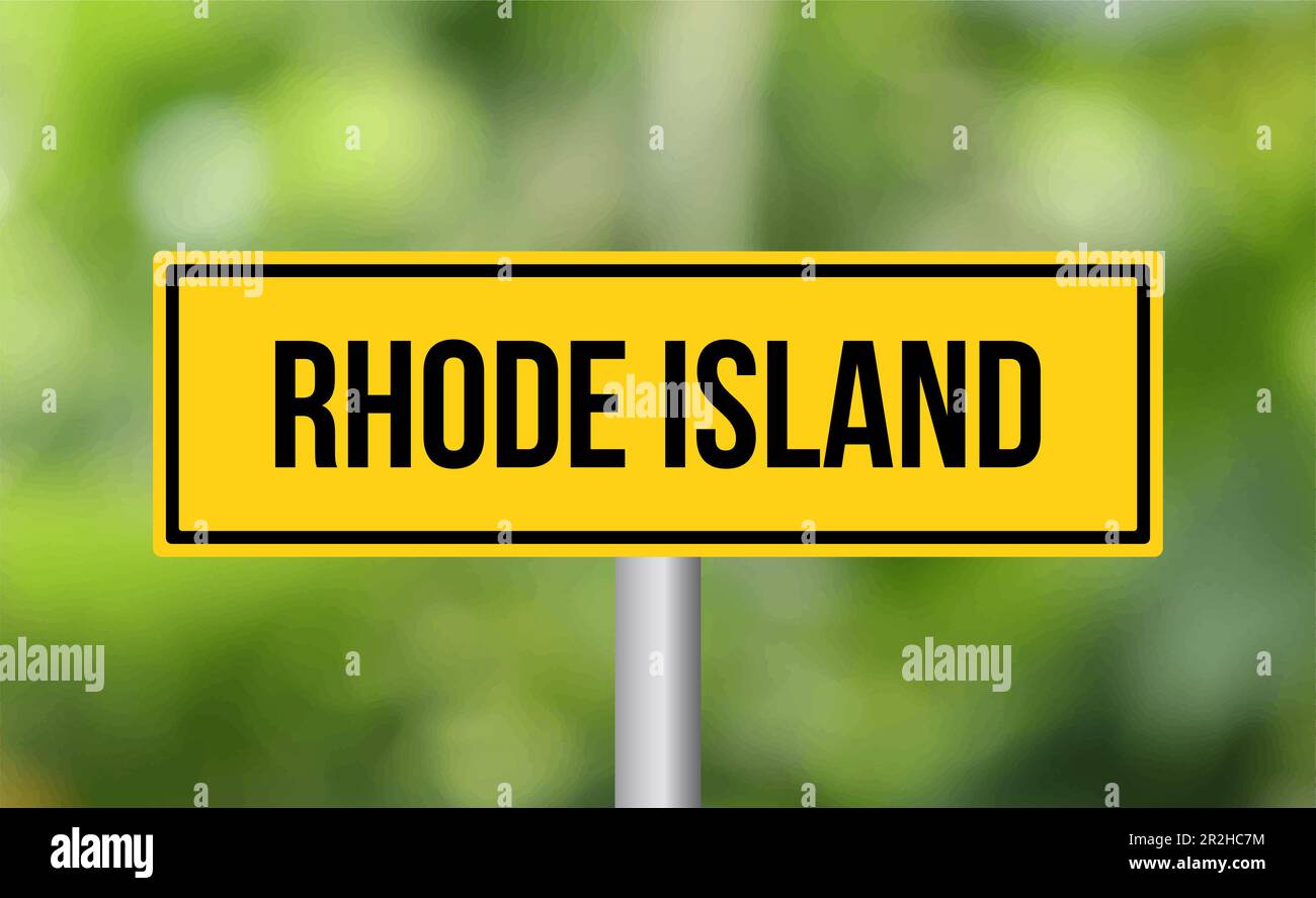 Rhode island road sign on blur background Stock Photo - Alamy
